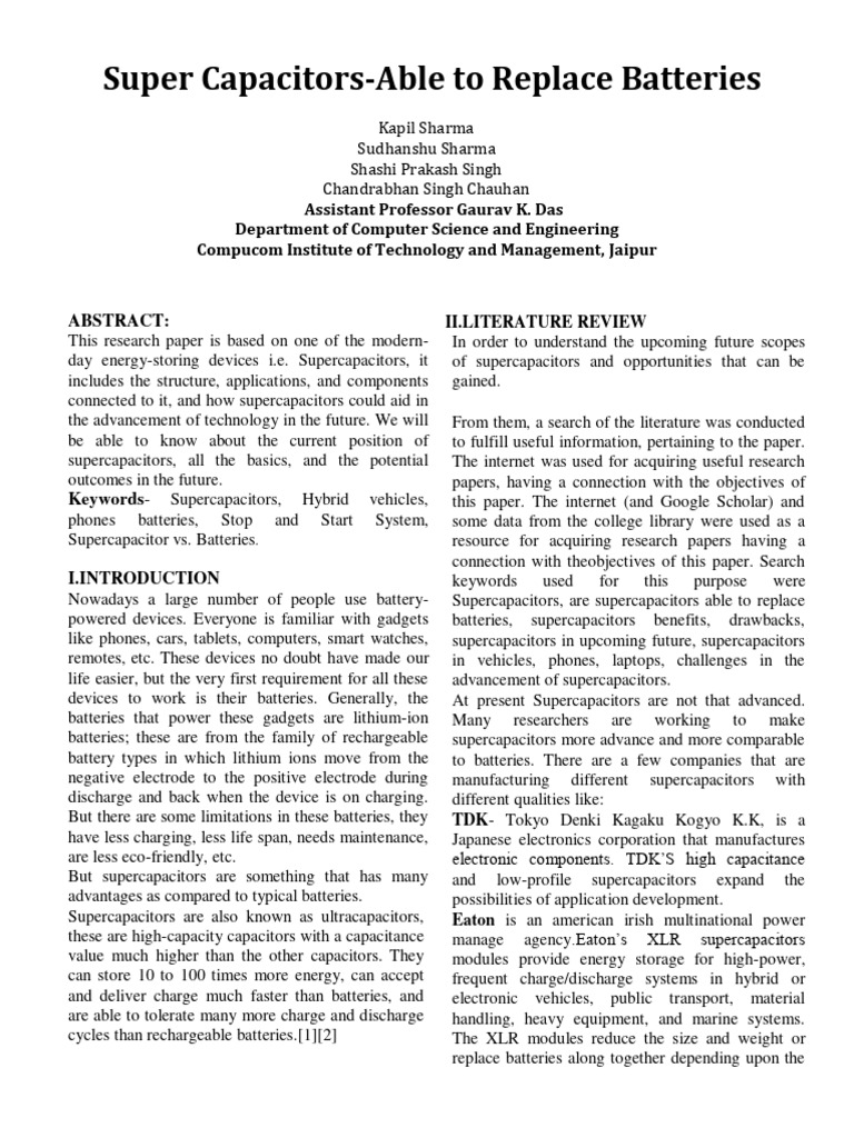 Super Capacitors-Able To Replace Batteries | Download Free PDF ...