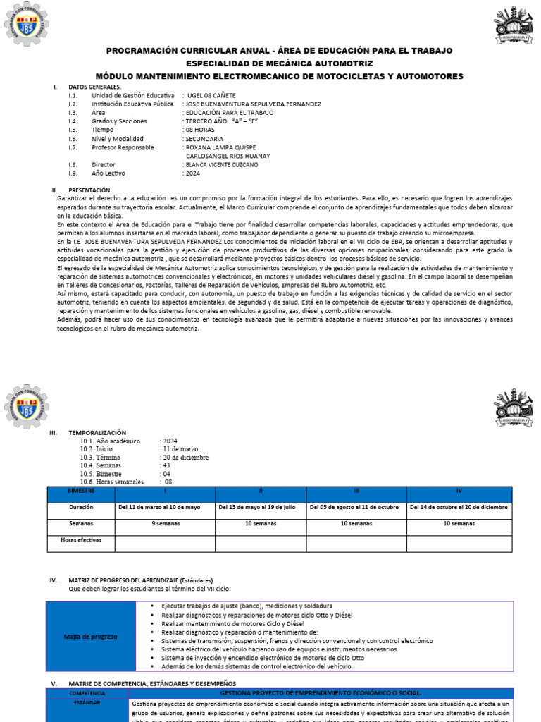 3ro Program - Mecanica Automotriz | PDF | Enseñando | Aprendizaje