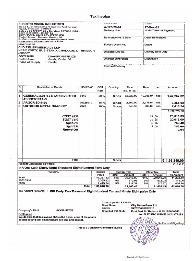 B2B GST Bill Format | PDF