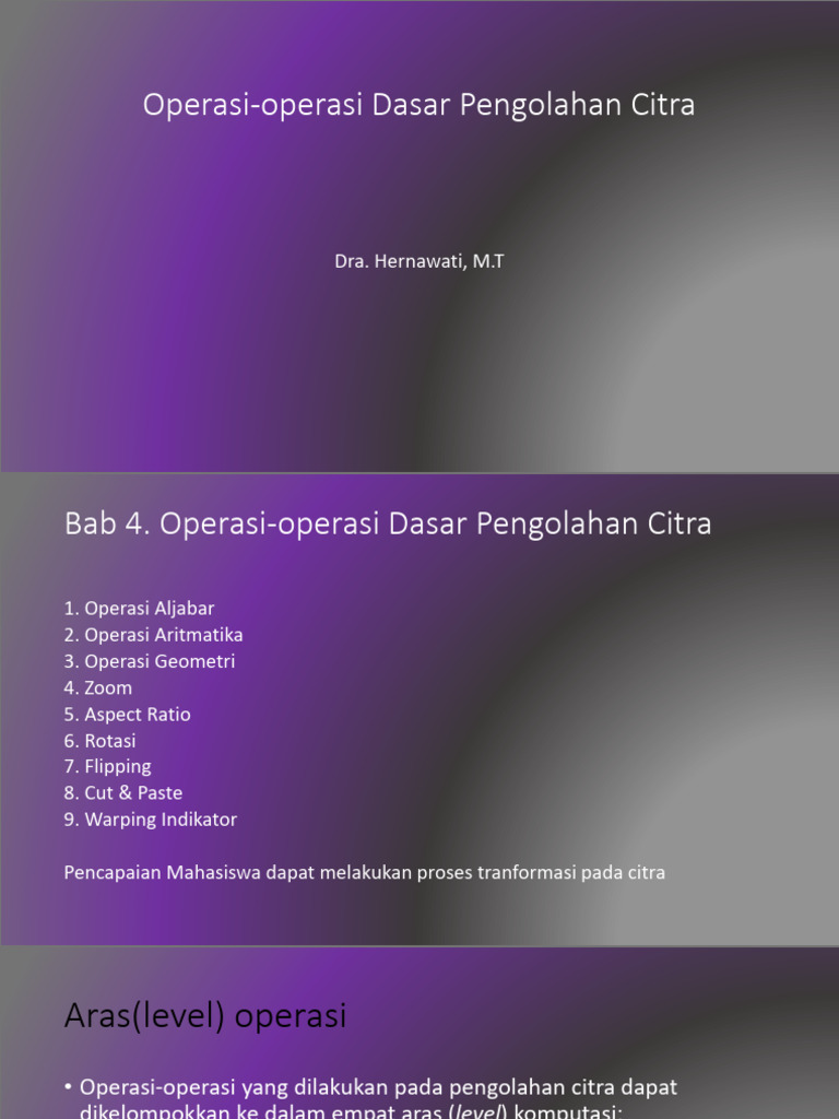 Operasi-Operasi Dasar Pengolahan Citra | PDF