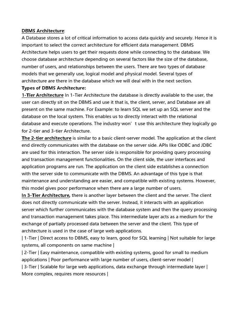 DBMS Architecture | Download Free PDF | Databases | Relational Model