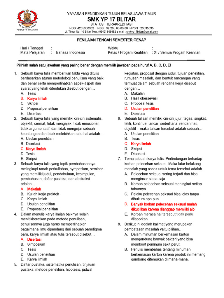 PTS-BIND Kelas XI | PDF