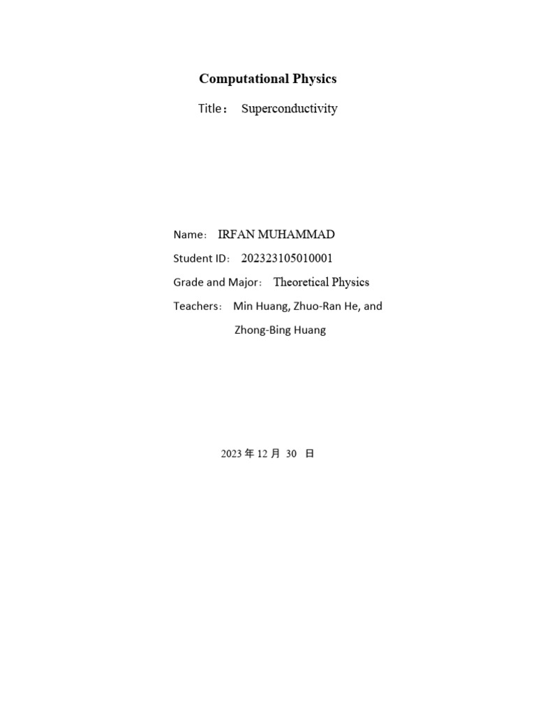 Computational Physics Pdf Superconductivity High Temperature