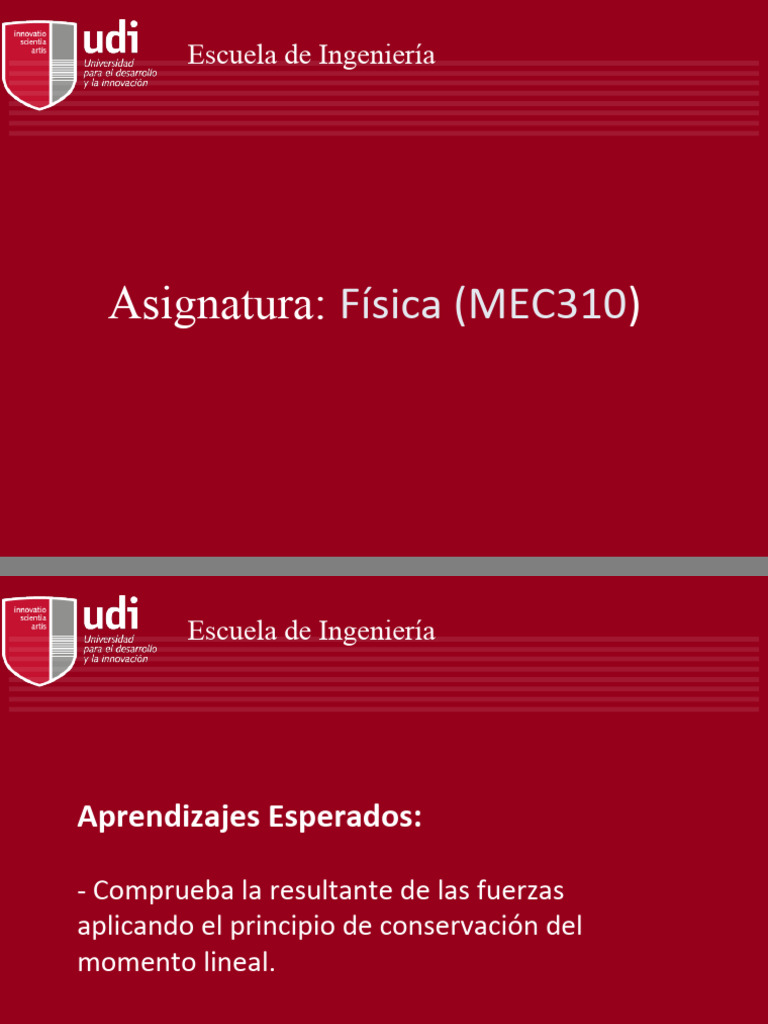 Mec310 Uap03 Ap04 PPT01 | PDF | Impulso | Ingeniería mecánica