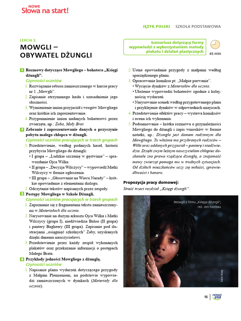 Ksiega Dzungli Lektura Uzupelniajaca Scenariusz 3 | PDF