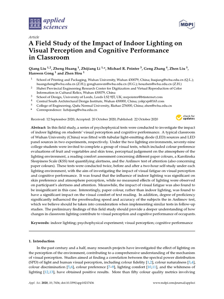 Impact of Indoor Lighting on Learning | PDF | Light