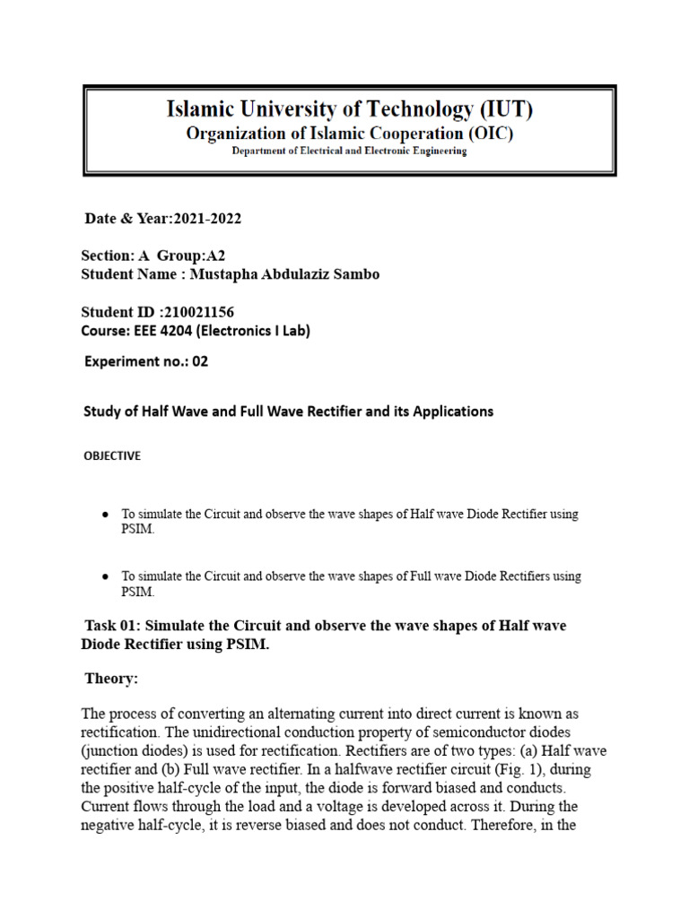 Exp 02 | PDF | Rectifier | Inductor