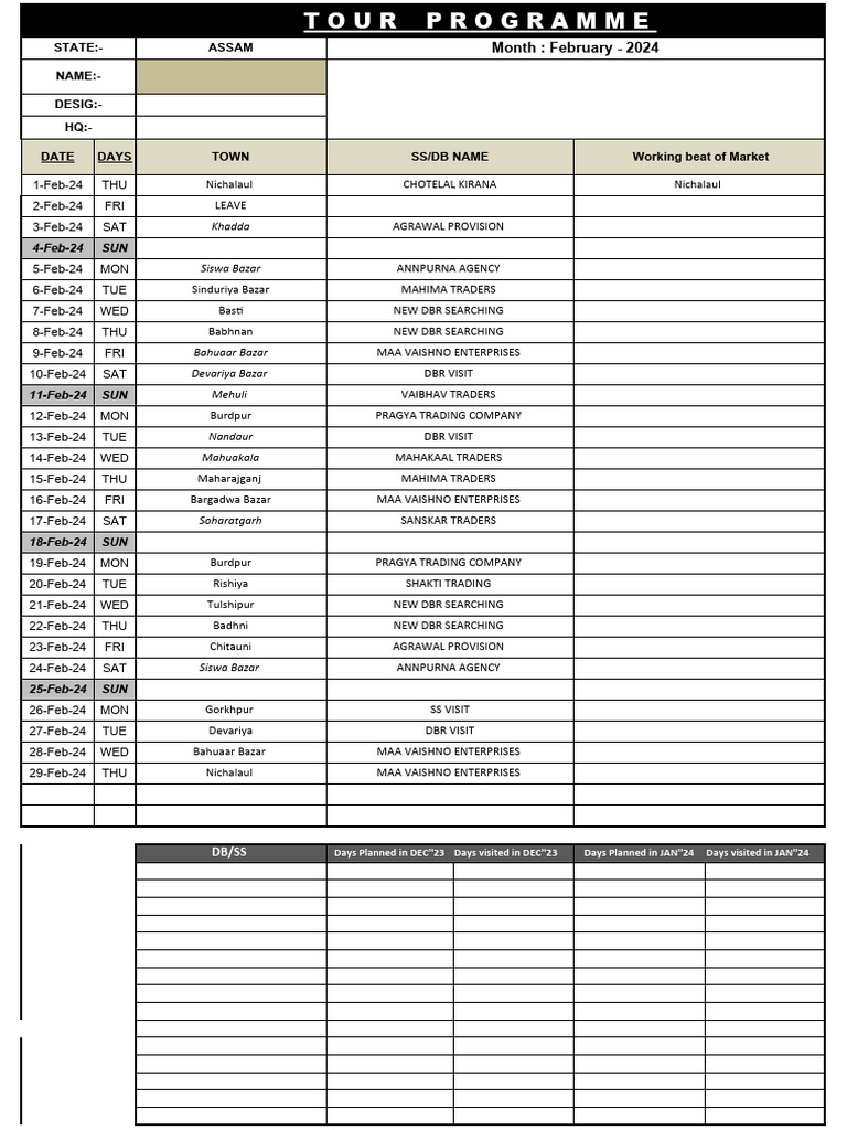 Tour Plan Feb-24 | PDF | Religion & Spirituality