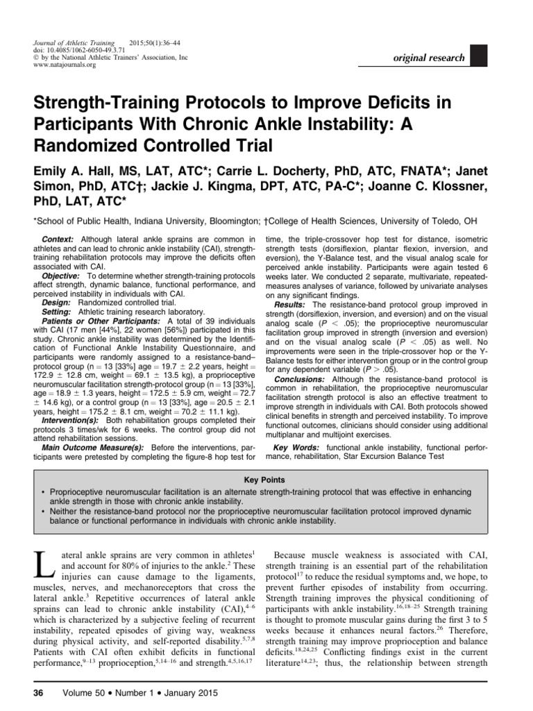 Strength-Training Protocols To Improve Deficits in Participants With Chronic Ankle Instability ...