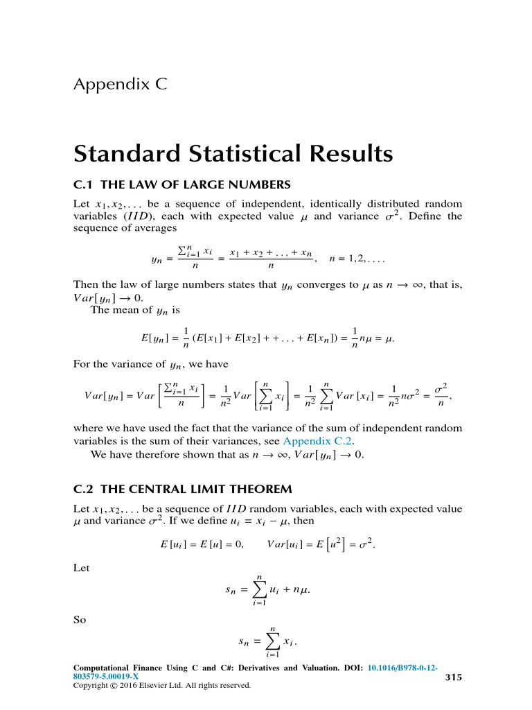 Appendix C - Standard Statistical Resu - 2016 - Computational Finance Using C An | PDF ...