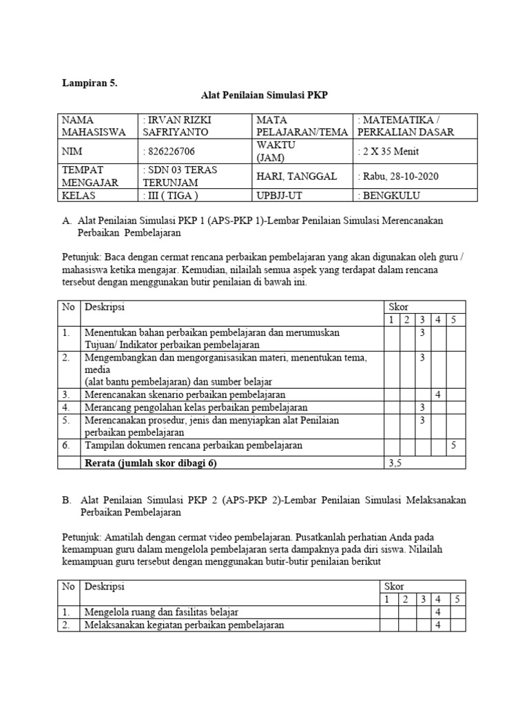 Z Alat Penilaian Simulasi PKP | PDF