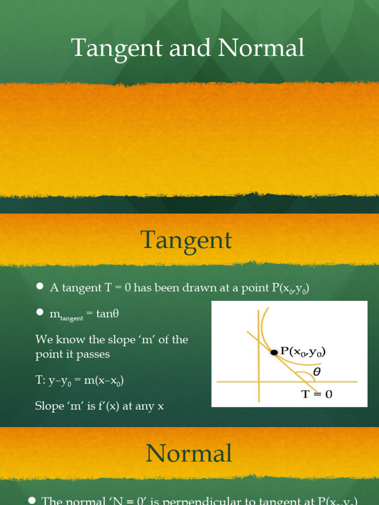 Tangent and Normal 1 | PDF | Tangent | Slope