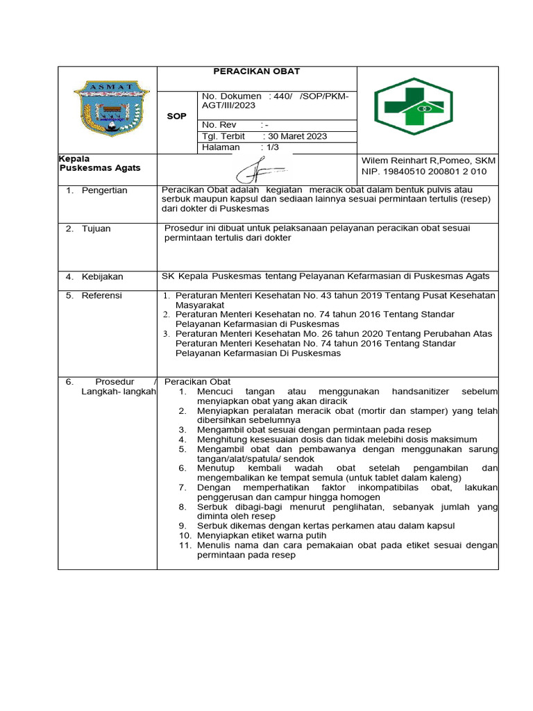 SOP Peracikan Obat | PDF | Pengembangan Diri