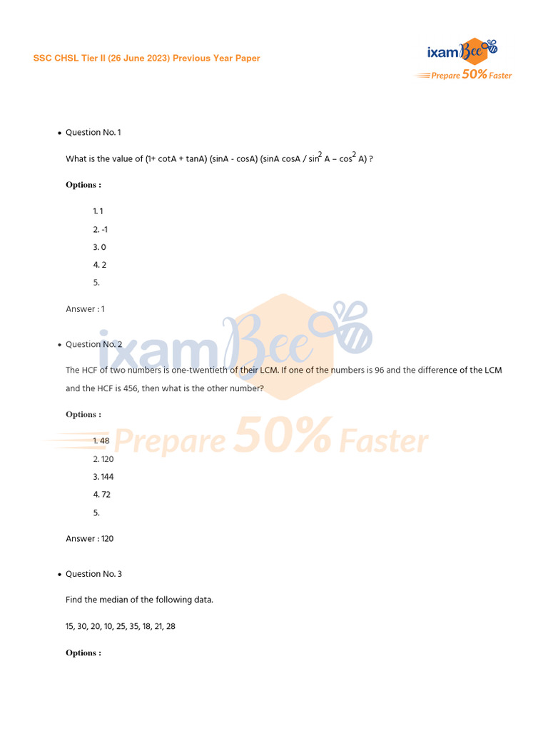 SSC CHSL Tier II (26 June 2023) Previous Year Paper | PDF | Voting | Population