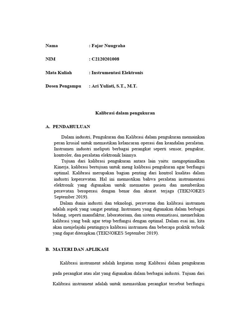 Kalibrasi dalam pengukuran Instrument | PDF