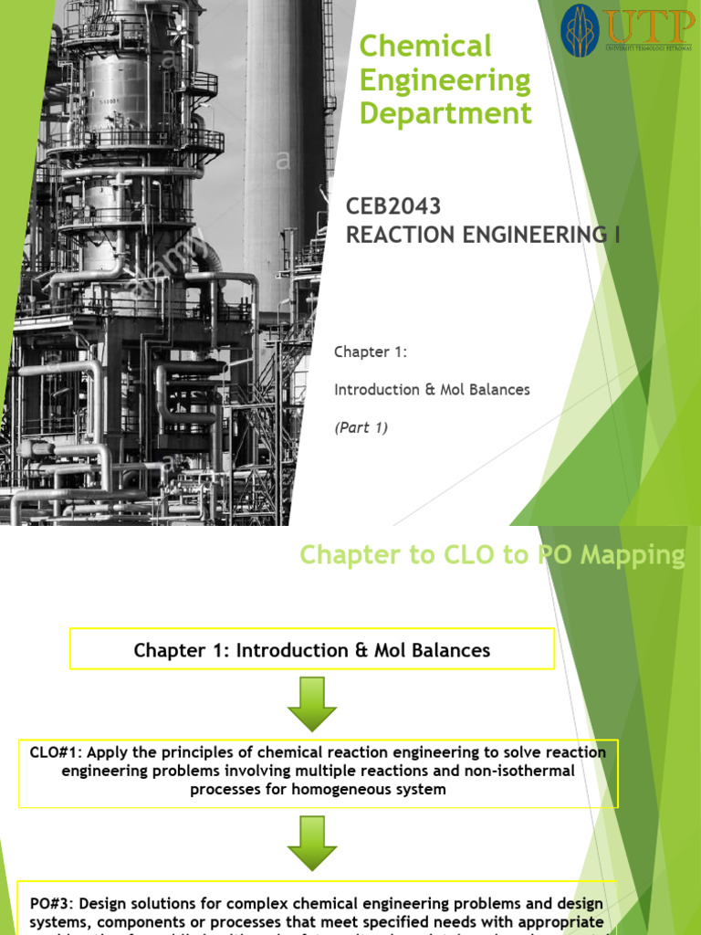 Chapter 1 Intro Mole Balances (Part 1 of 3) | PDF | Chemical Reactor ...