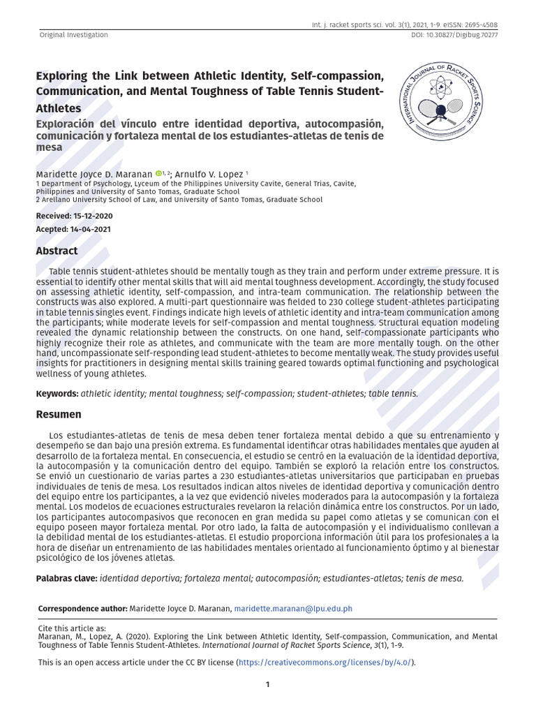Exploring The Link Between Athletic Identity Self | PDF | Identity ...