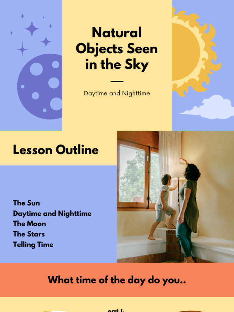 Sun, Moon, Stars and Telling Time Education Presentation in Violet ...