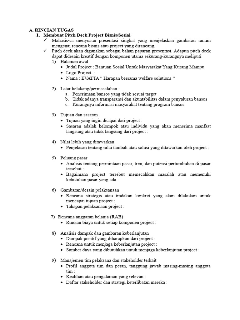Rincian Tugas Bisnis Plan | PDF