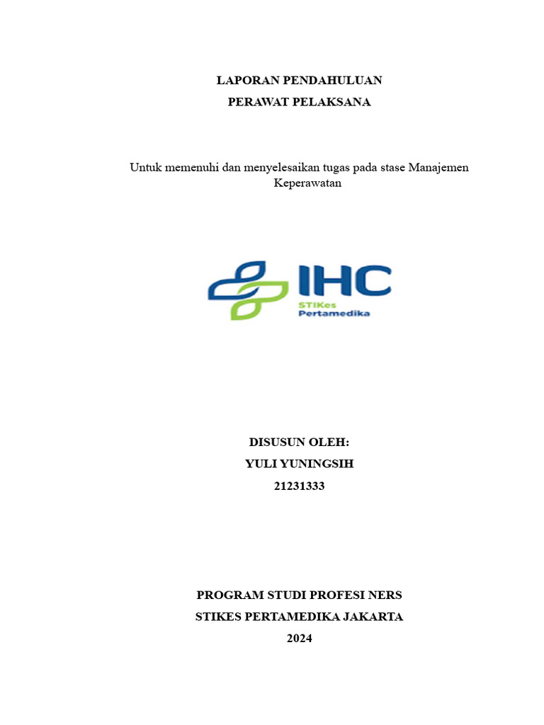 LP Perawat Pelaksana Yuli Yuningsih TGL 14 - 15 Mei 2024 | PDF