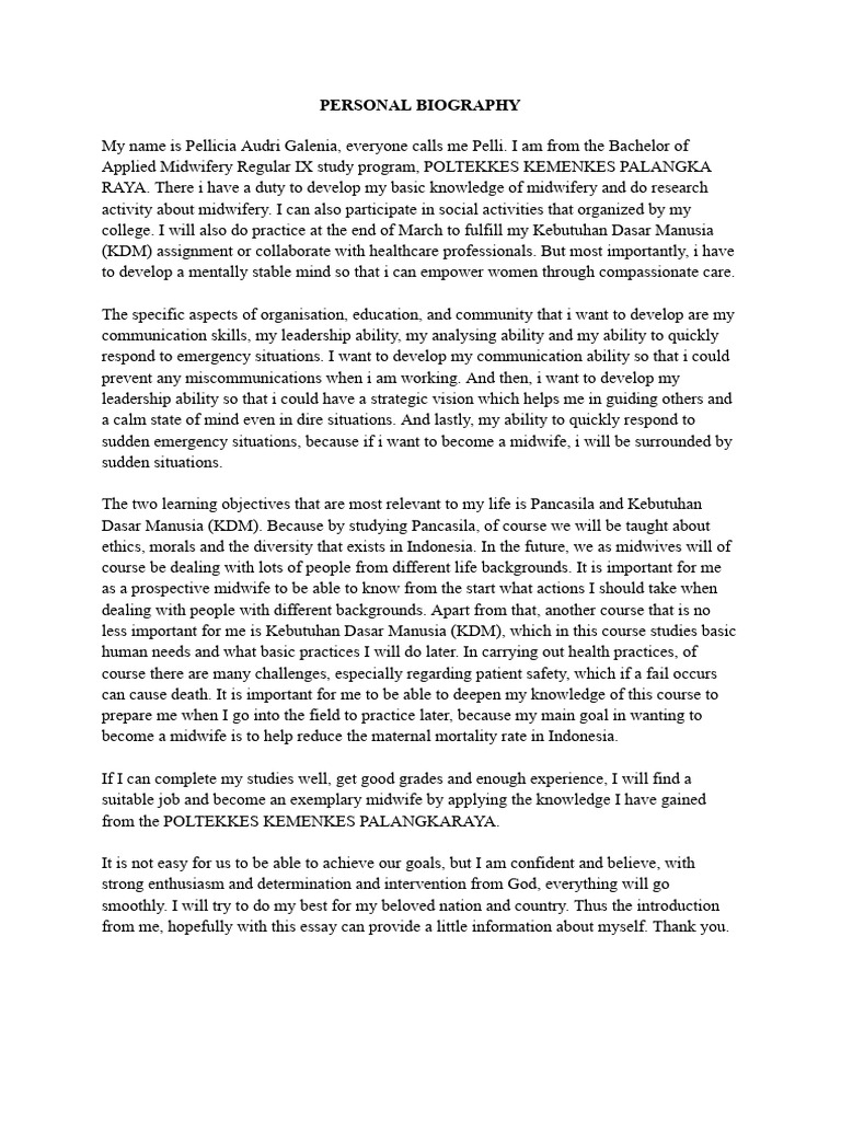 PERSONAL BIOGRAPHY - Google Dokumen | PDF | Midwife | Social Programs