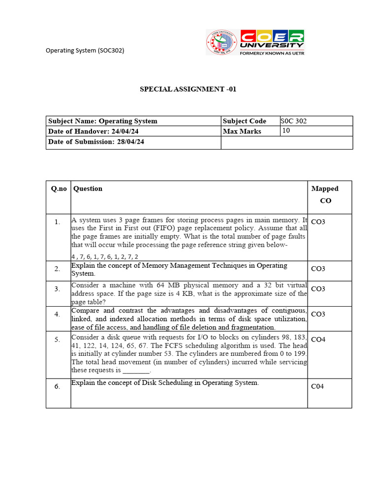 Operating System Assignment: Page Faults & Management | PDF | Teaching ...