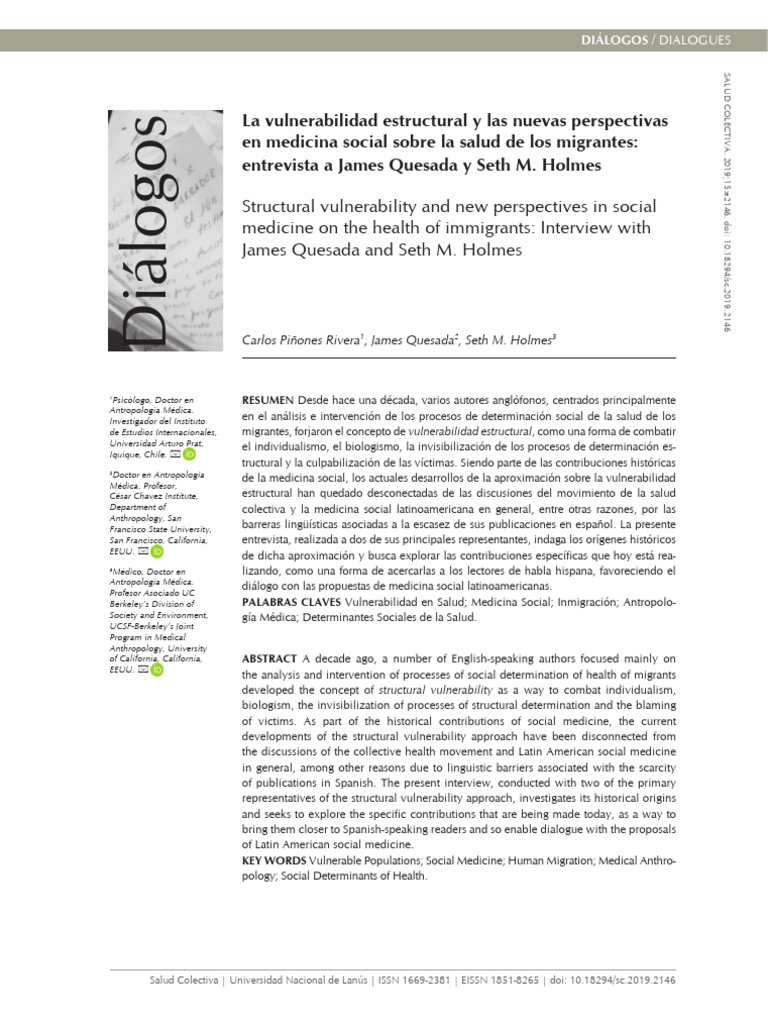 James Quesada Entrevista Español | PDF | Antropología Médica | Antropología