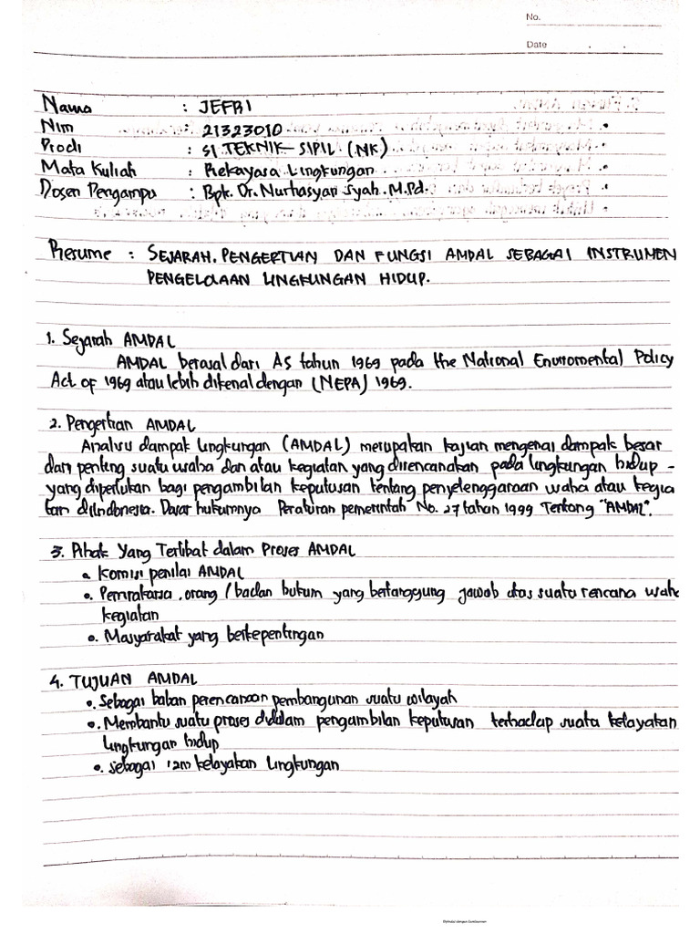 Jefri - Resume Rekling (Amdal) | PDF