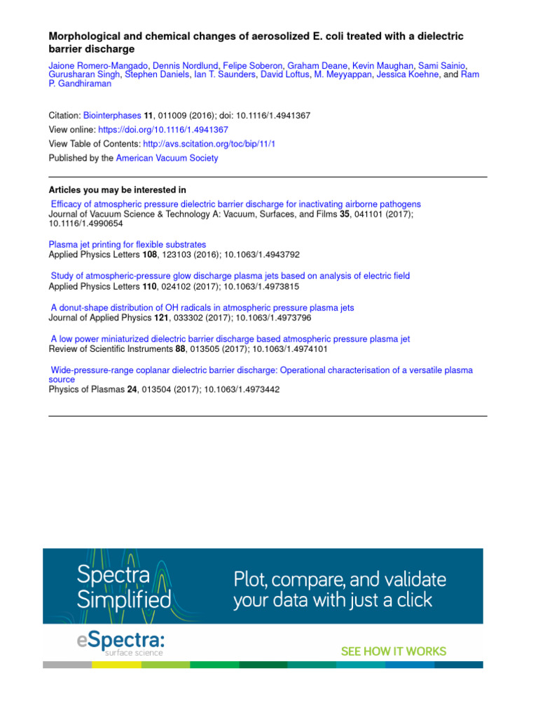 Lab Study NASA Ames E. Coli 2016Feb | PDF | Ultraviolet | Cell Membrane