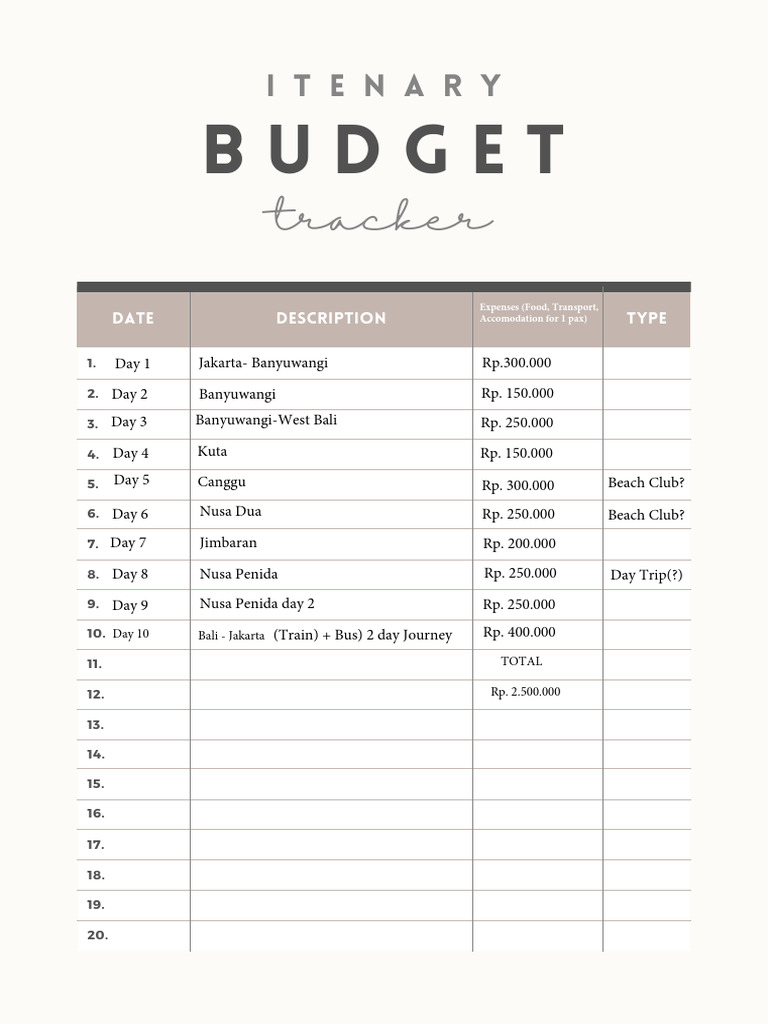 Itenary Budget by Plane | PDF