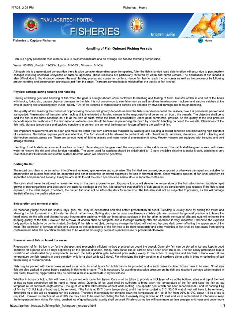 On-Board Fish Processing - Mod VI | PDF