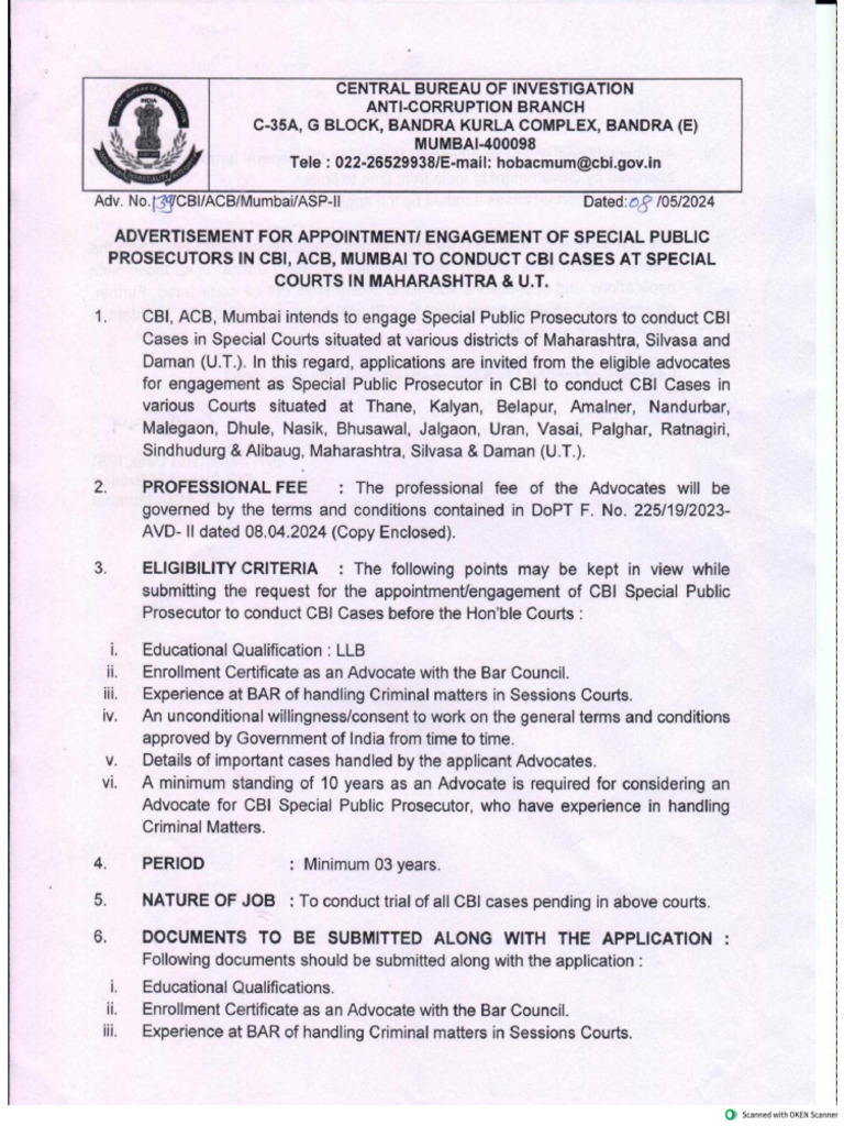 CBI Special PP Advertisement | PDF