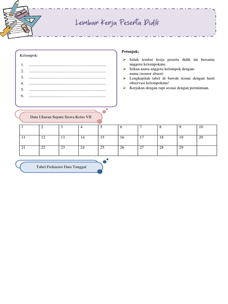 LKPD Penyajian Data | PDF | Metode & Bahan Ajar | Seni