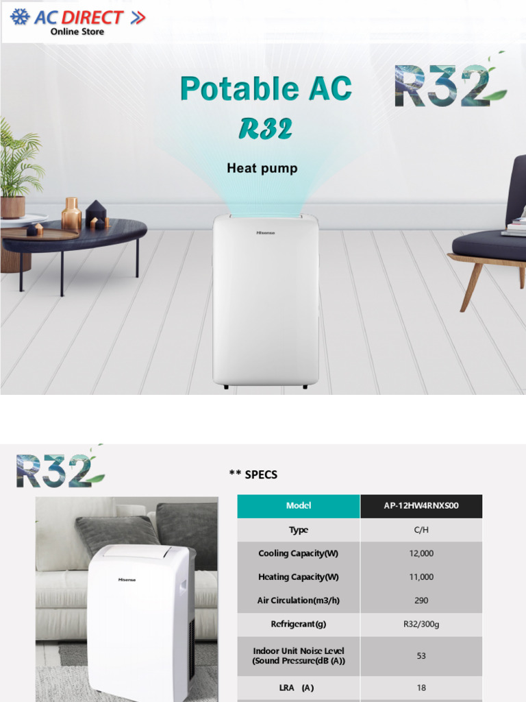 New-Hisense-Portable-Aircon-Brochure-AP-12HW4RNXS00 | PDF | Air ...