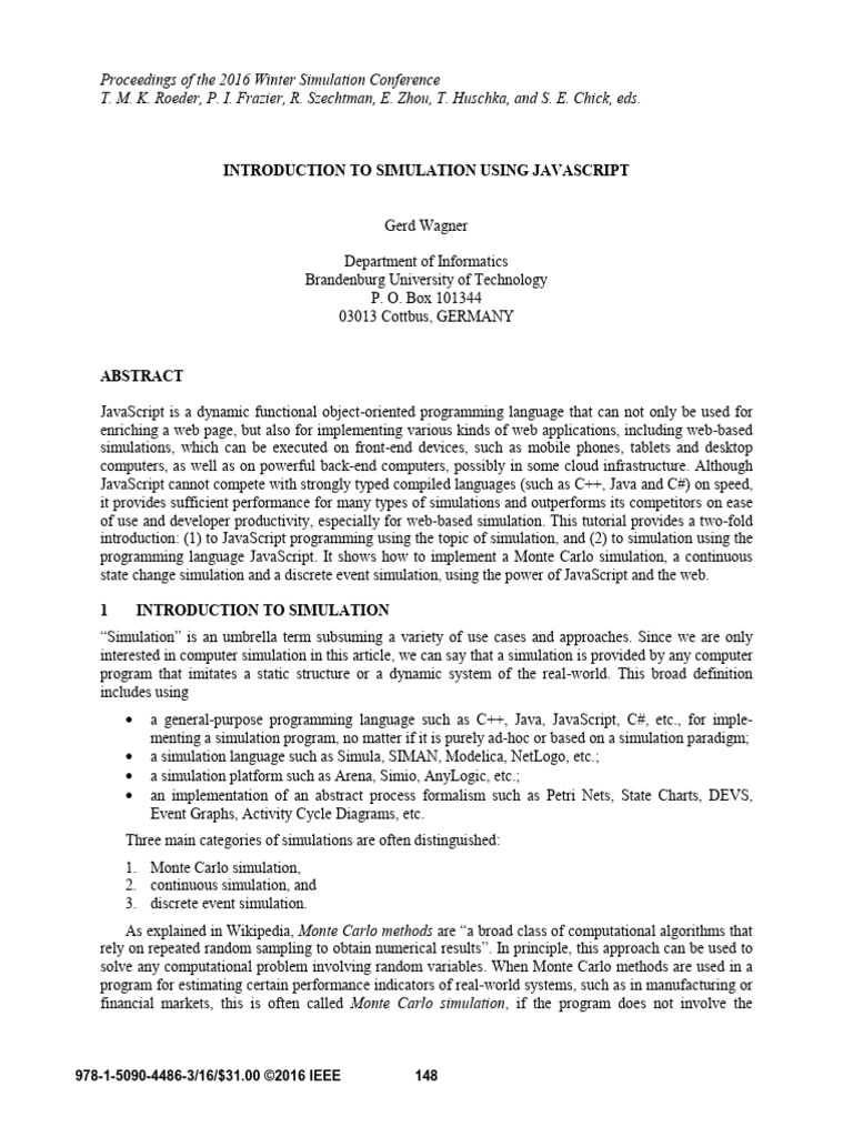 Introduction To Simulation Using Javascript | PDF | Java Script | Class (Computer Programming)