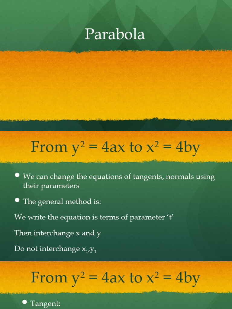 Parabola 5 | PDF | Tangent | Equations