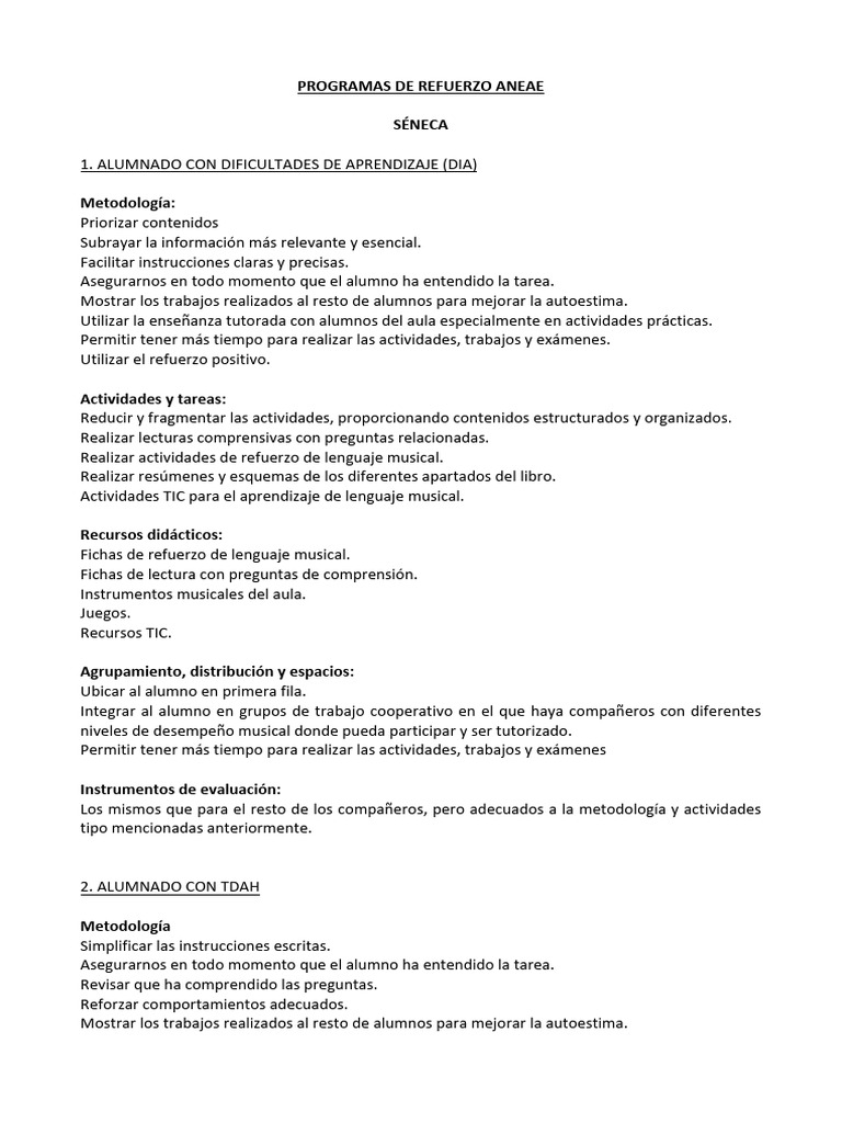 Orientaciones Programas de Refuerzo Aneae | PDF | Evaluación | Aprendizaje