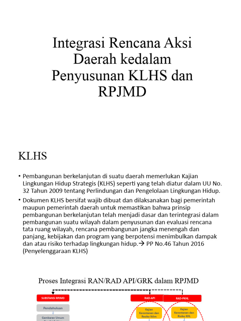 Integrasi Rencana Aksi Daerah Kedalam Penyusunan KLHS | PDF