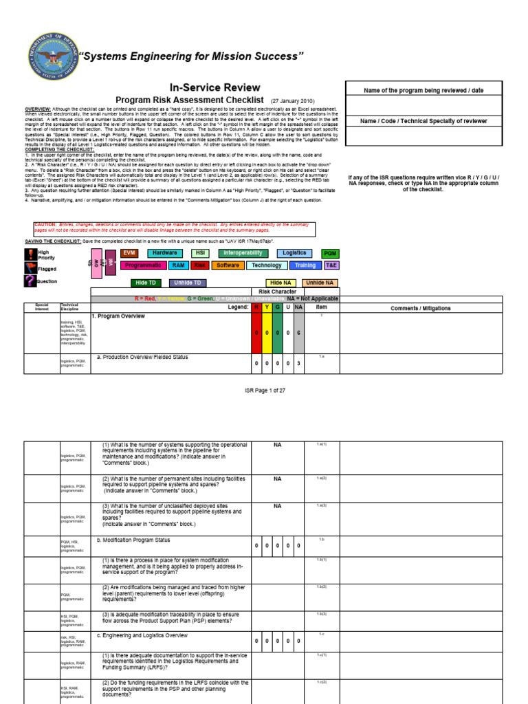 DoD ISR Checklist | PDF | Logistics | Interoperability