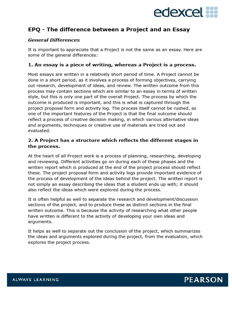 Project vs Essay: Key Differences Explained | PDF | Essays | Thesis