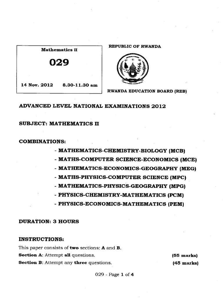 2012 Mathematics II MCB MCE MEG MPC MPG PCM PEM | PDF