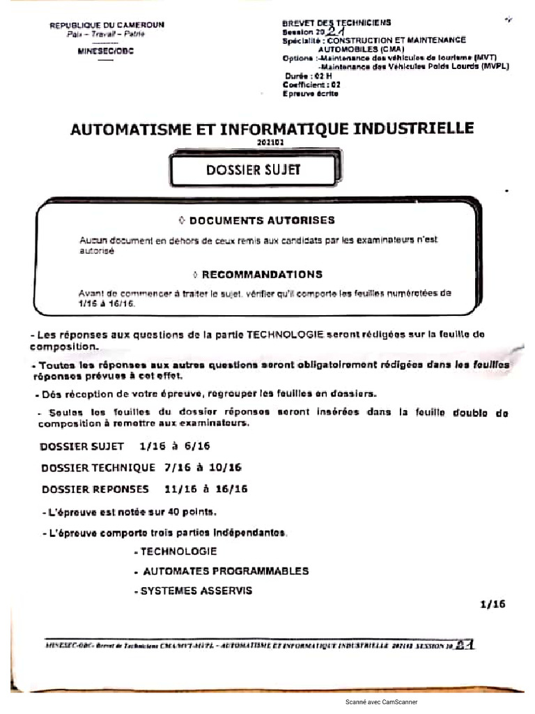 Automatisme BT - Session 2021 | PDF