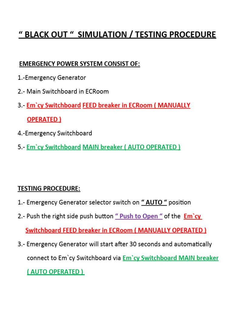 Blackout Simulation Instructions | PDF