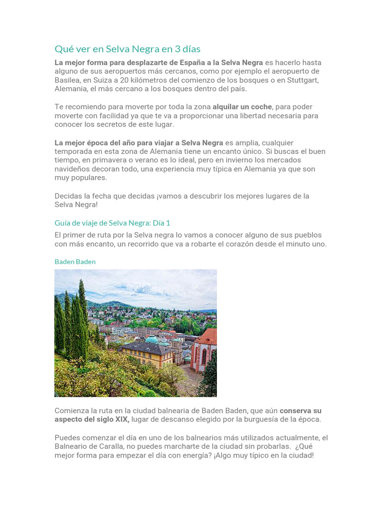 Guía de Selva Negra en 3 días | PDF | Viajes y turismo | Hogar ...
