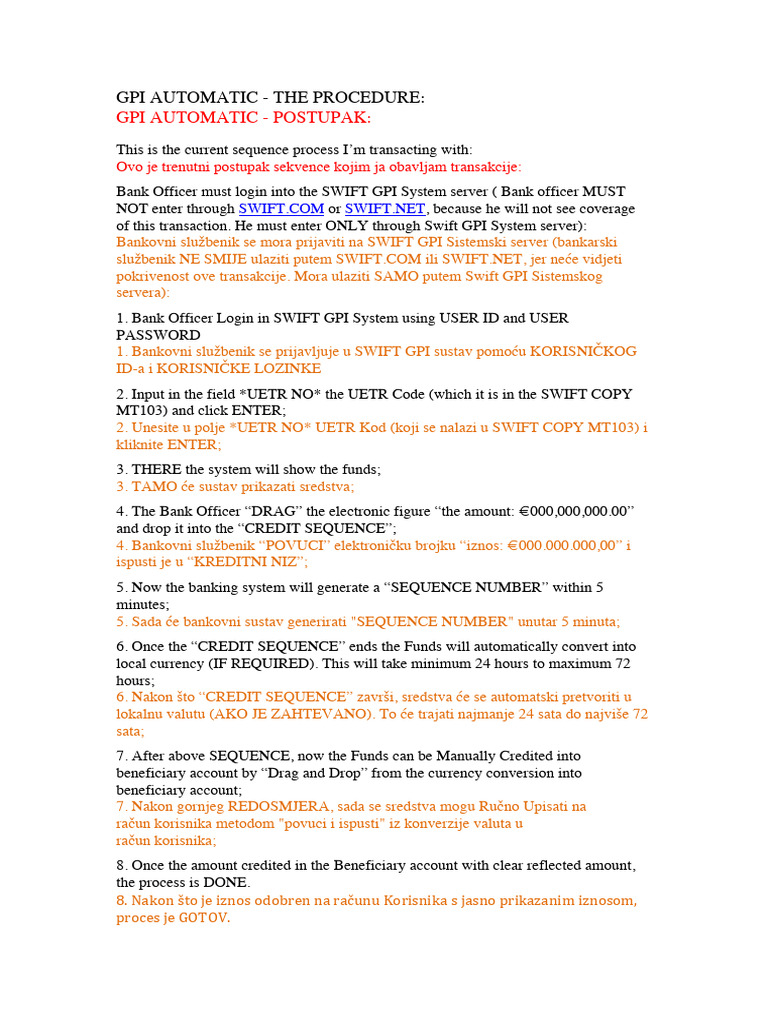 GPI AUTOMATIC - THE PROCEDURE Z PREVODOM V HR | PDF | Finance & Money Management | Computers