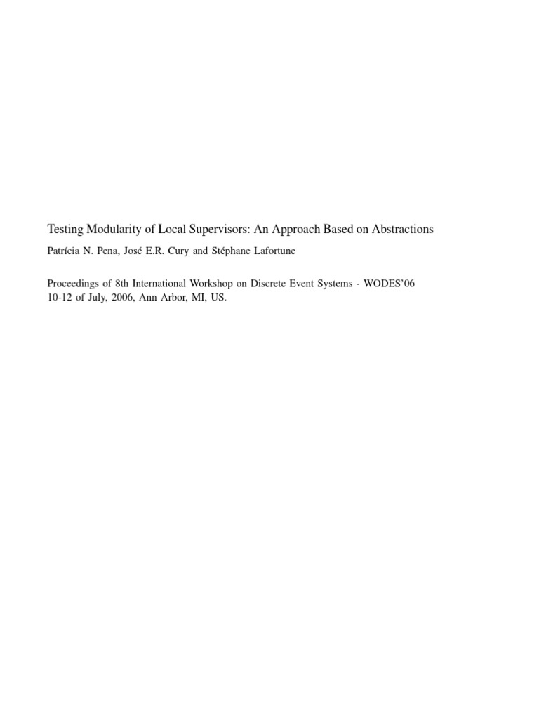 Testing Modularity of Local Supervisors | PDF | System | Mathematics