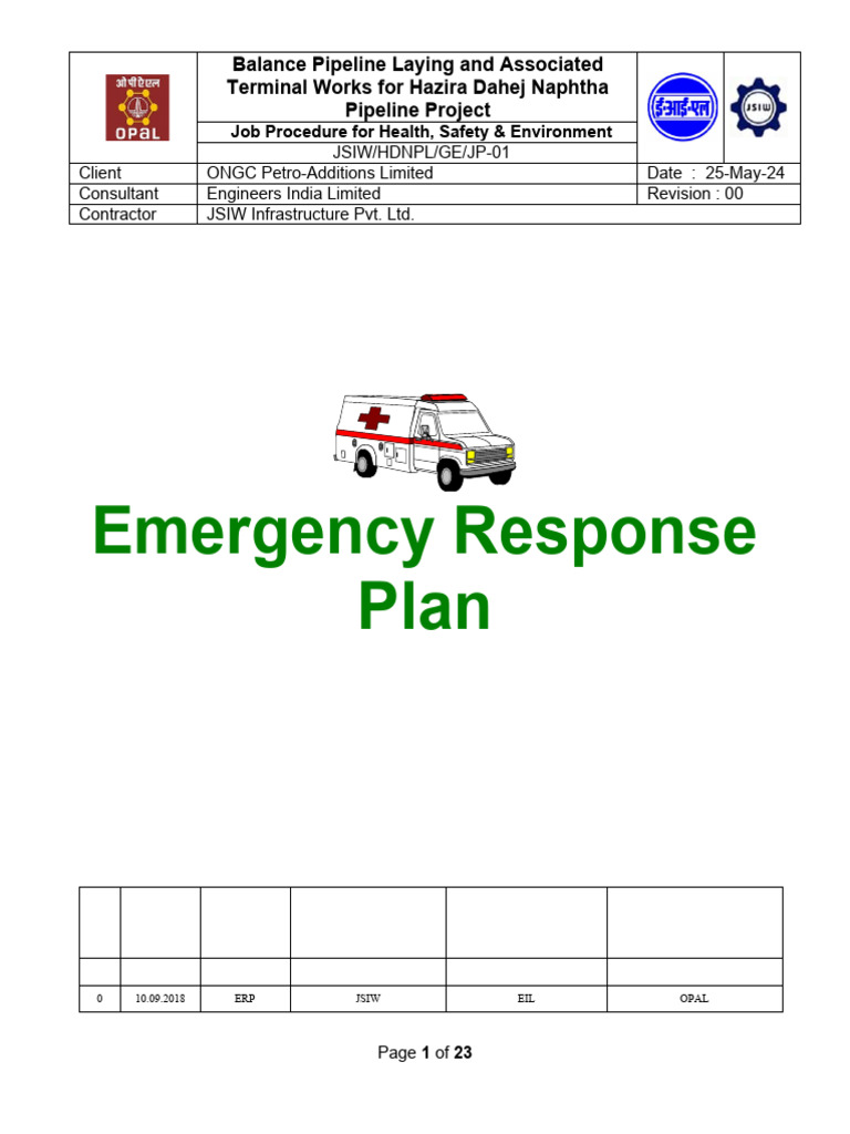 JSIW Emergency Response Plan | PDF | Emergency | Vehicles
