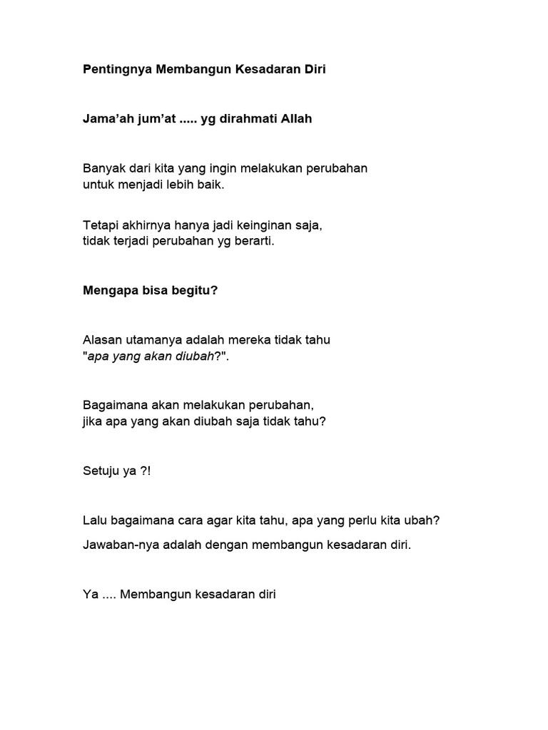 Pentingnya Membangun Kesadaran Diri | PDF | Karier & Perkembangan ...