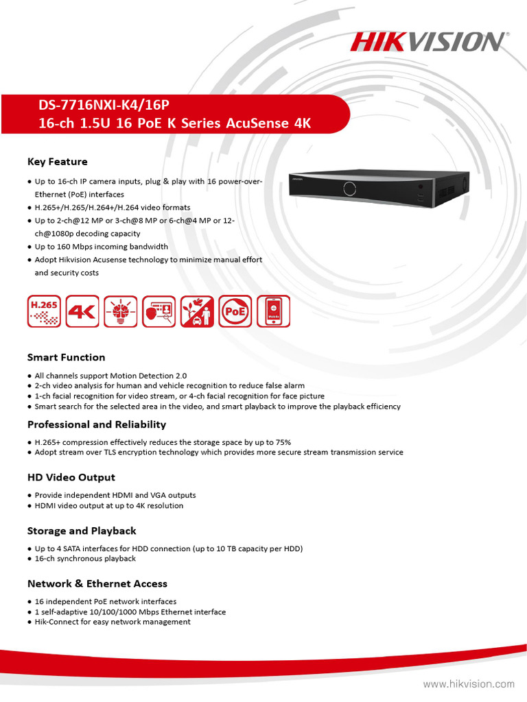 Datasheet of DS 7716NXI K4 - 16P - V4.74.000 - 20230104 | PDF | Hdmi ...