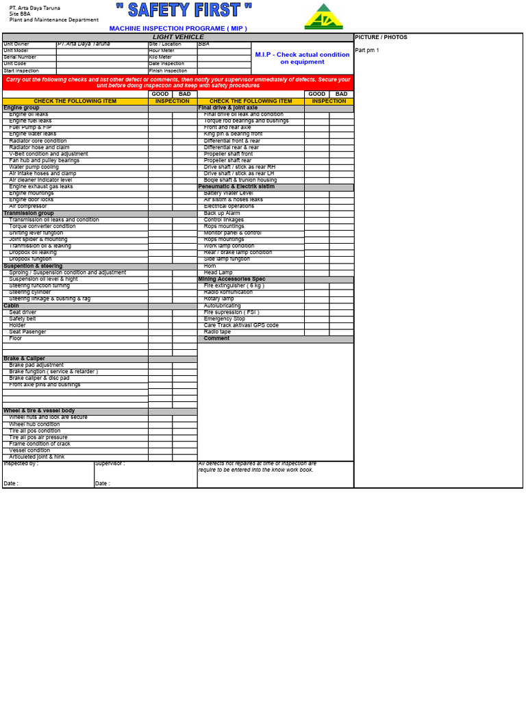 Form Inspection Unit | PDF | Axle | Brake